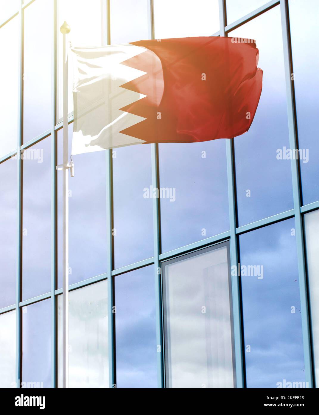 Flag of Bahrain on a flagpole Stock Photo - Alamy