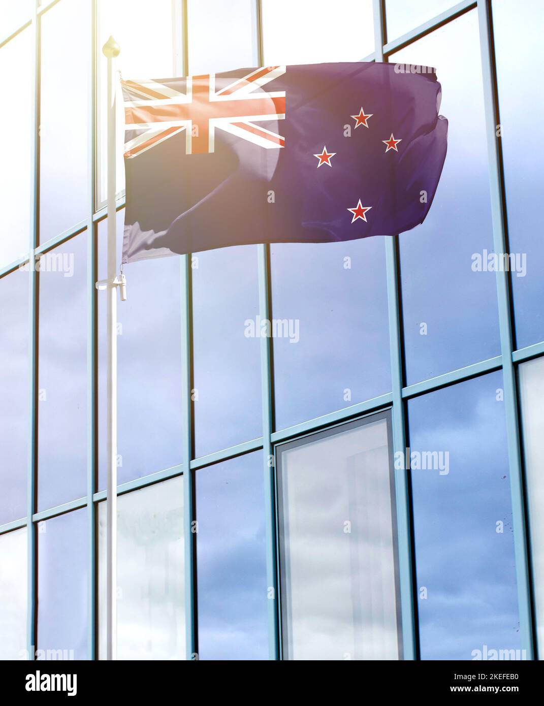 New zealand country flag fluttering hi-res stock photography and images ...