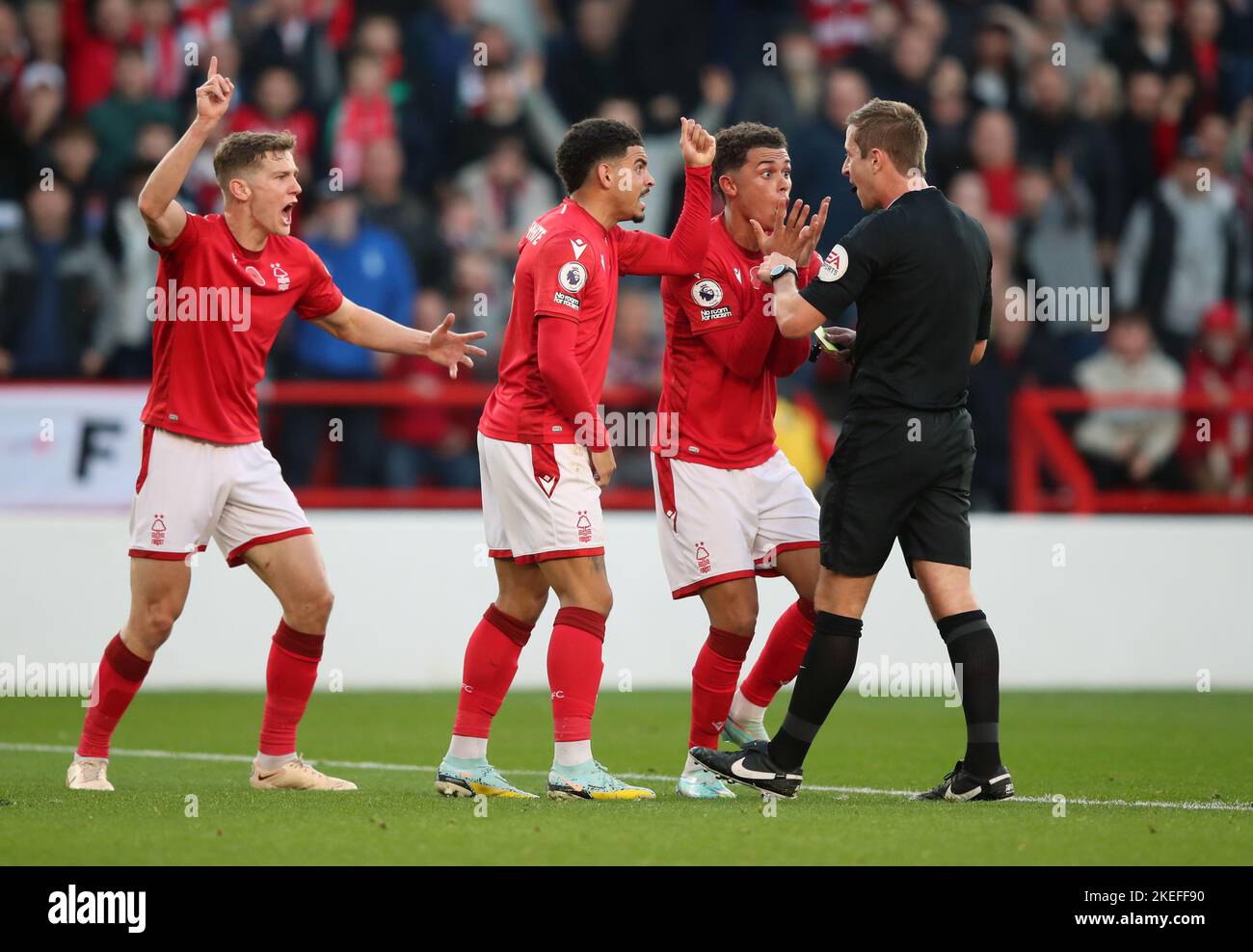 Nottingham Forest's Ryan Yates, Morgan Gibbs-White and Brennan Johnson ...