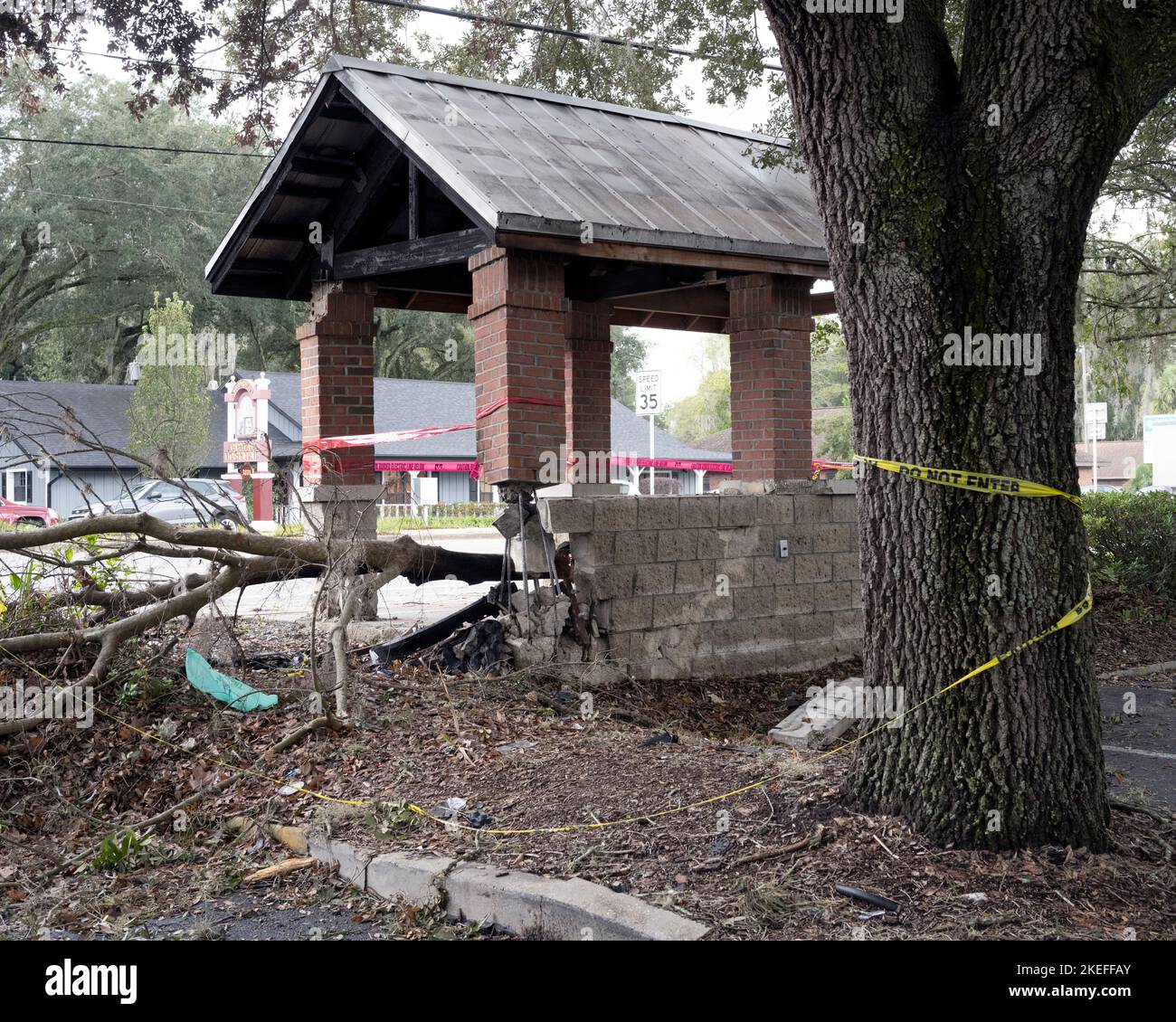 Gainesville, FL USA. 11 NOV 2022. A storm and lightning damaged public ...