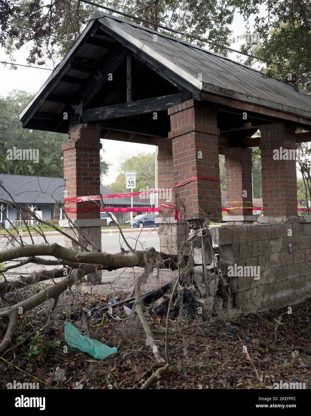 Gainesville, FL USA. 11 NOV 2022. A storm and lightning damaged public ...