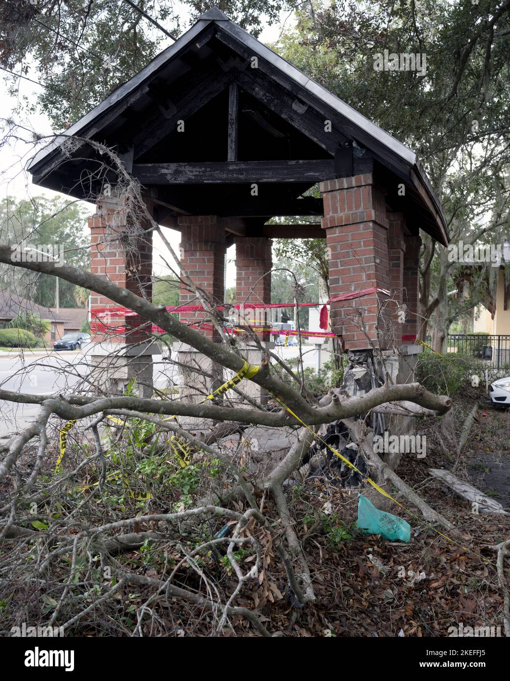 Gainesville, FL USA. 11 NOV 2022. A storm and lightning damaged public ...