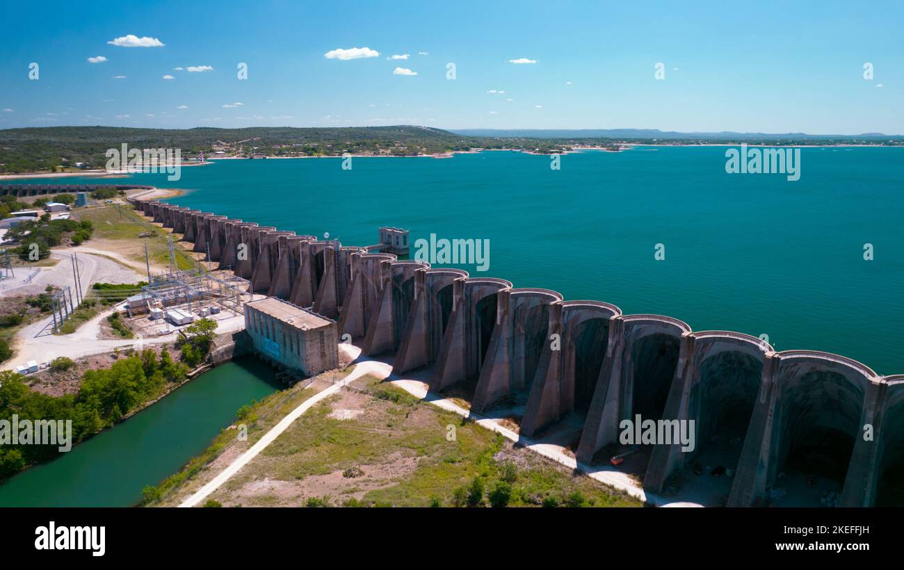 An aerial view of the beautiful shore of Buchanan Dam in Texas Stock ...