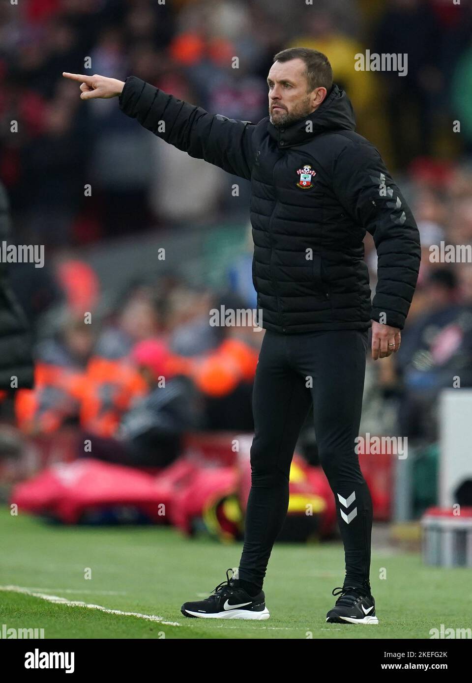 Southampton manager Nathan Jones gestures on the touchline during the ...