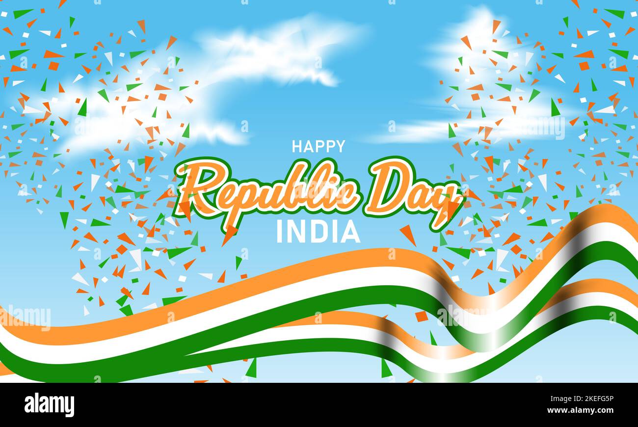 Republic Day celebration poster, with white sky and clouds background ...