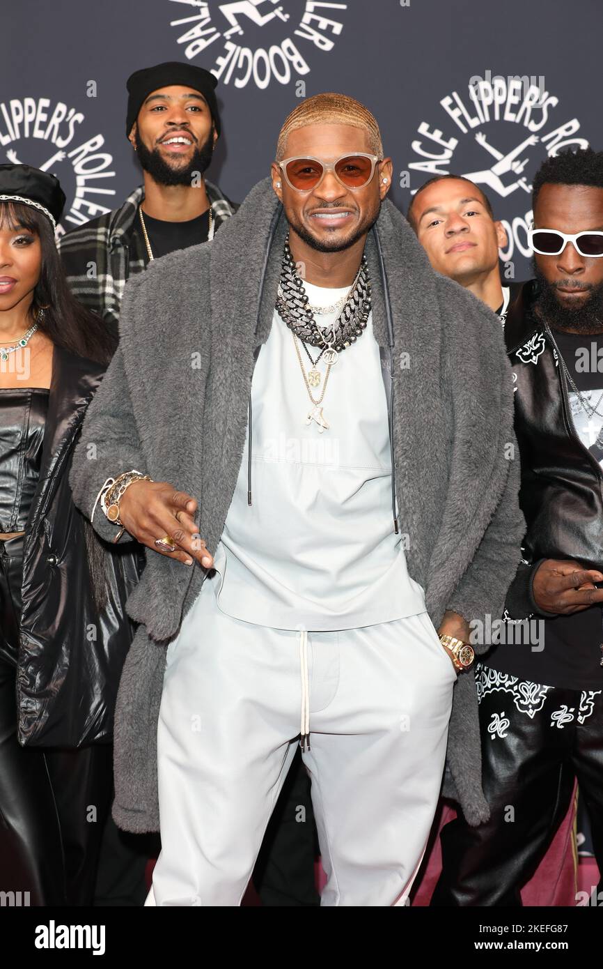 Usher attends the Opening of Flipper's Roller Boogie Palace in London ...