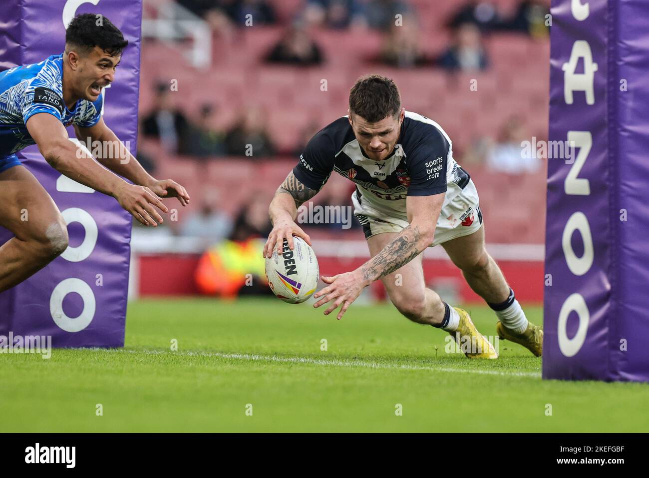 John Bateman of England goes over for a try during the Rugby League ...
