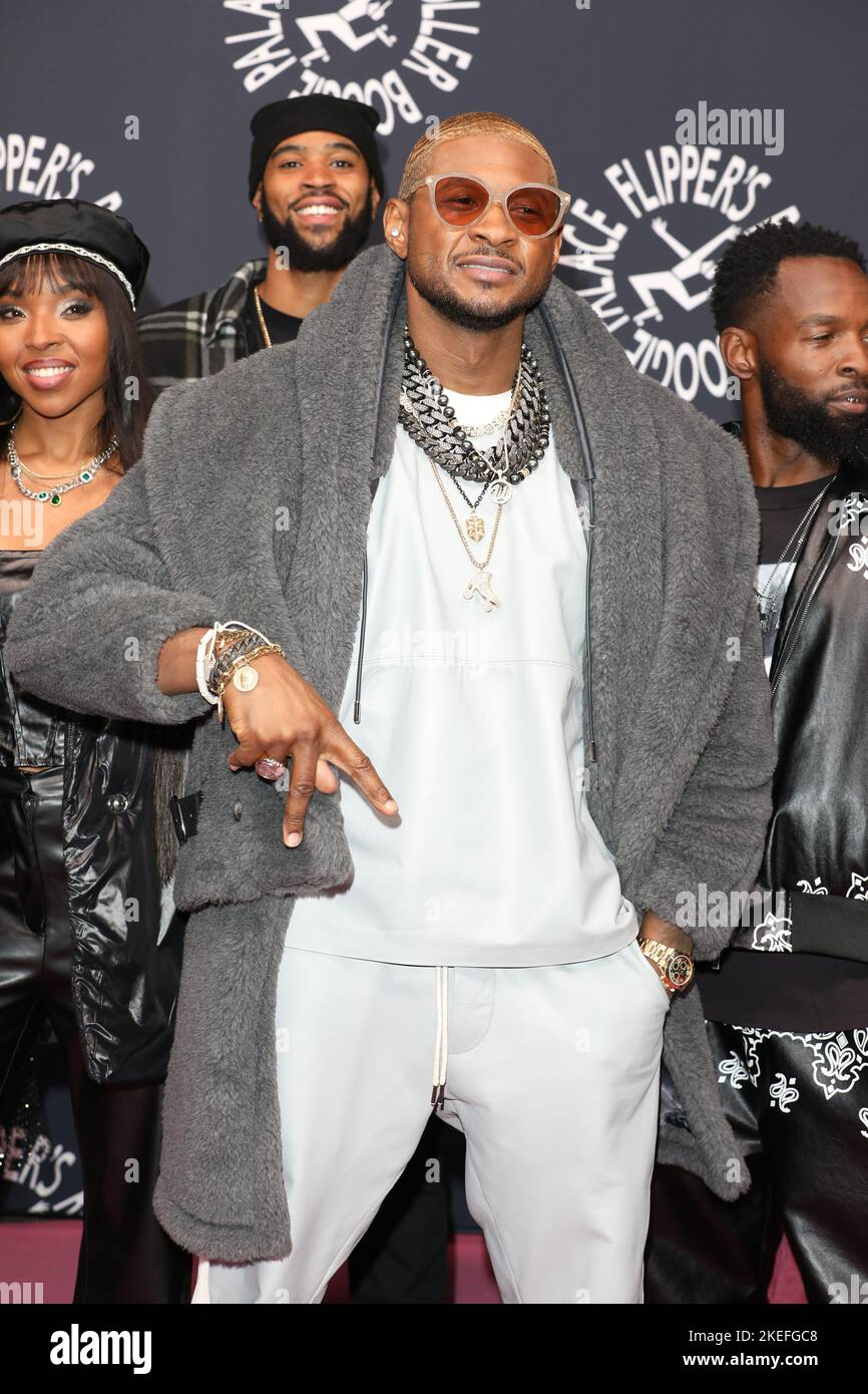 Usher attends the Opening of Flipper's Roller Boogie Palace in London ...