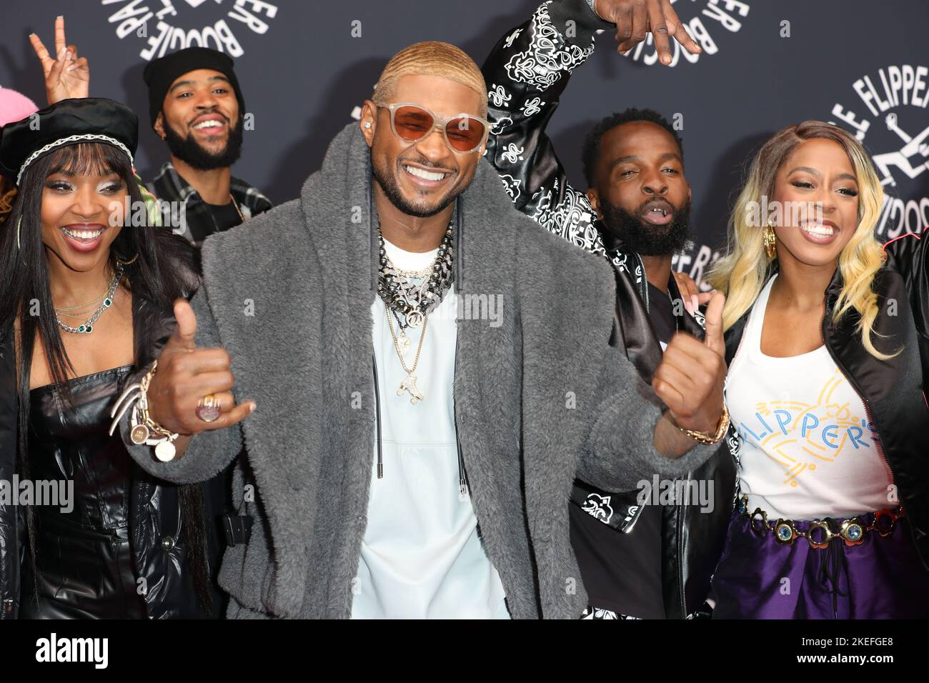 Usher attends the Opening of Flipper's Roller Boogie Palace in London ...