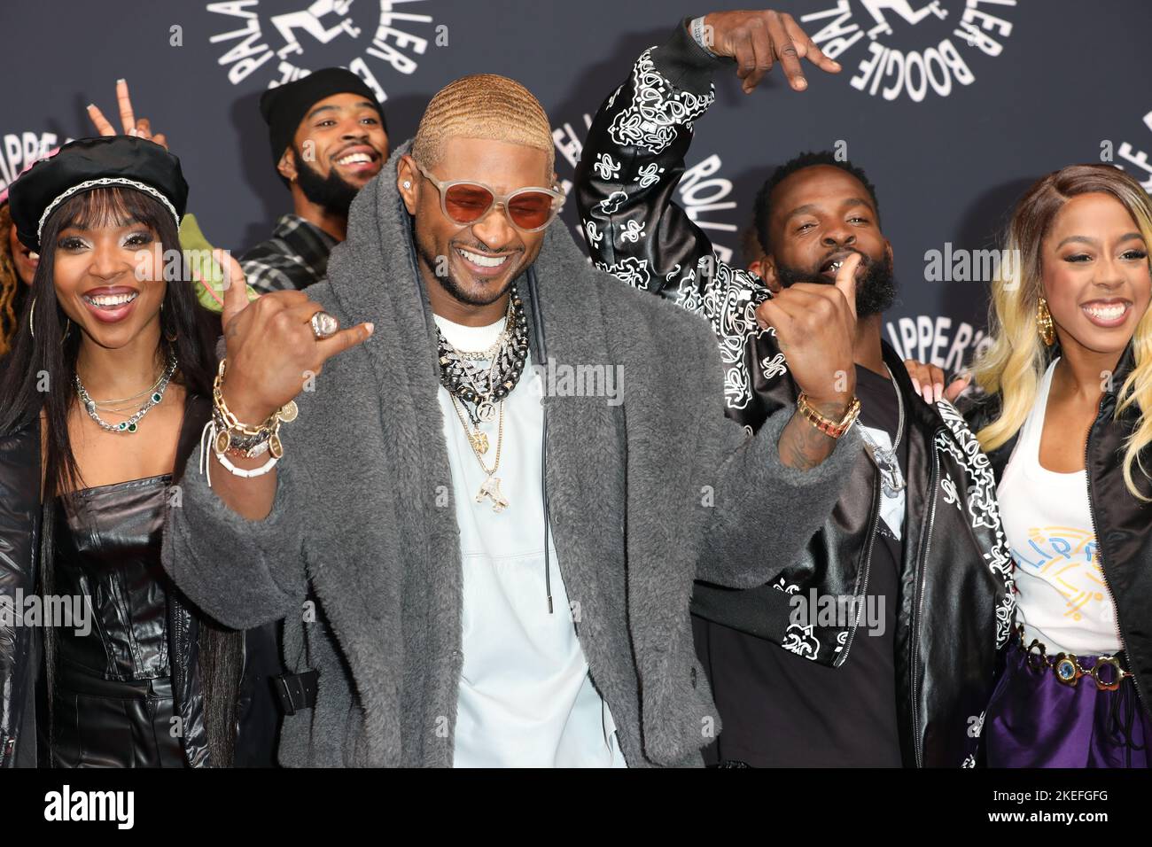 Usher attends the Opening of Flipper's Roller Boogie Palace in London ...