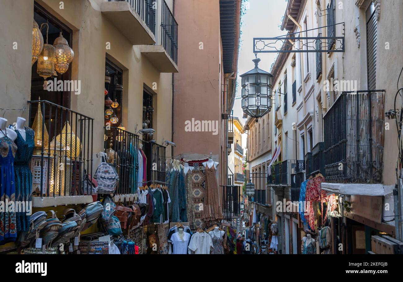 A historic alley lined with stores selling traditional souvenirs in ...