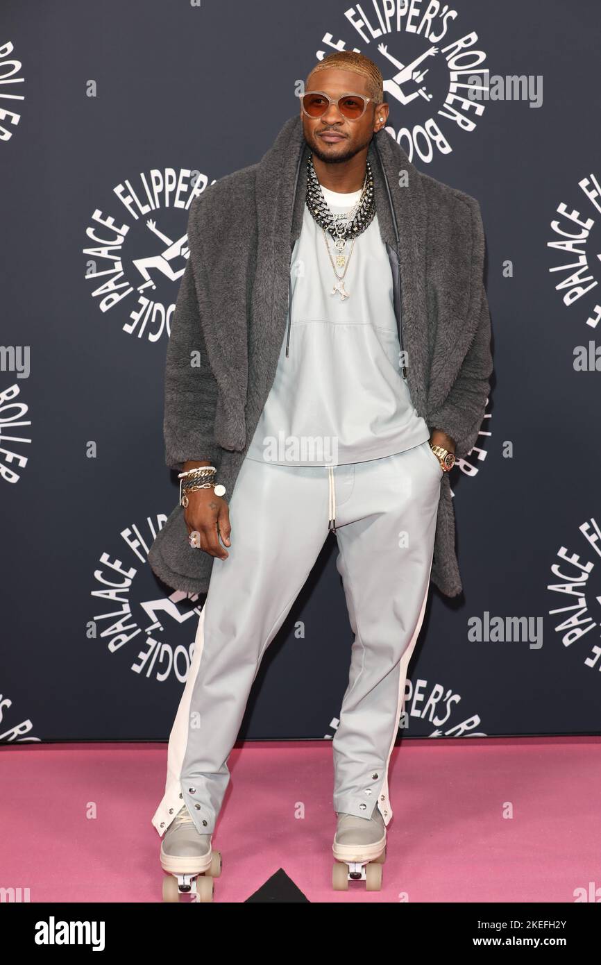Usher attends the Opening of Flipper's Roller Boogie Palace in London ...