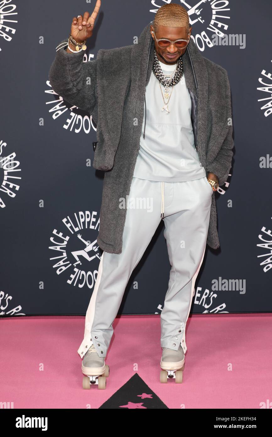 Usher attends the Opening of Flipper's Roller Boogie Palace in London ...