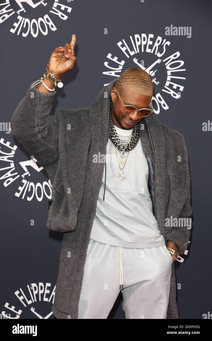 Usher attends the Opening of Flipper's Roller Boogie Palace in London ...