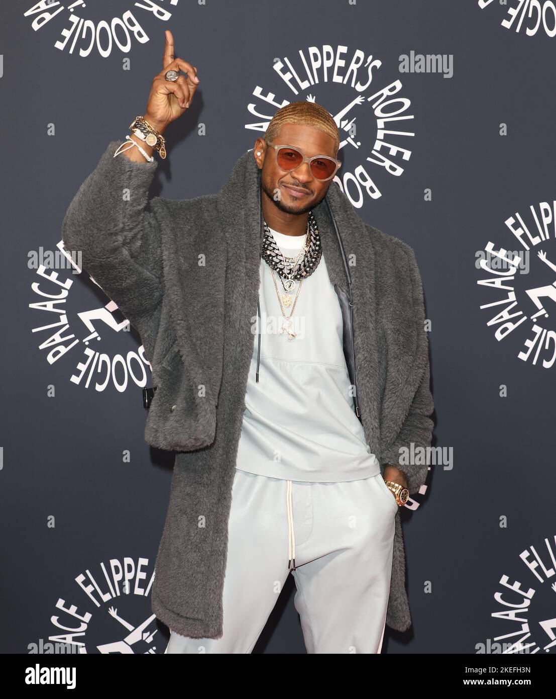 Usher attends the Opening of Flipper's Roller Boogie Palace in London ...