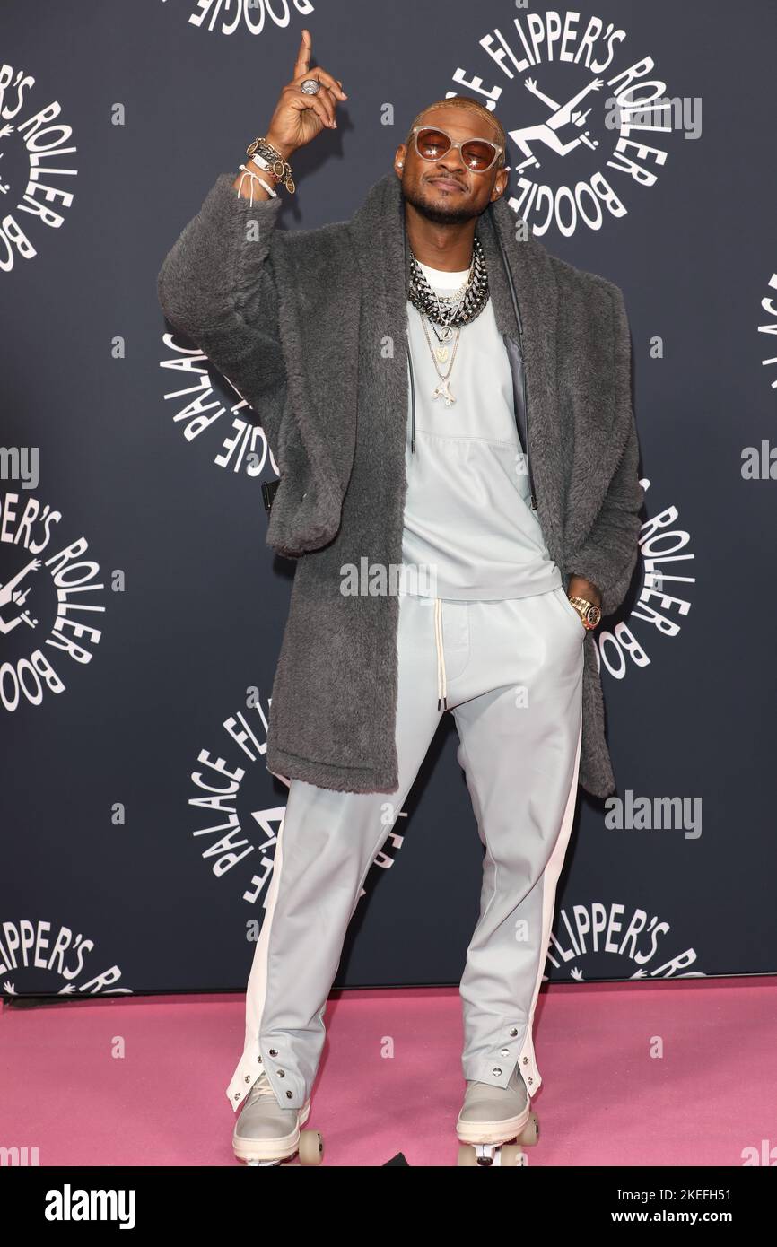 Usher attends the Opening of Flipper's Roller Boogie Palace in London ...