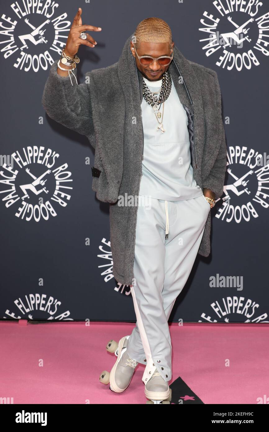 Usher attends the Opening of Flipper's Roller Boogie Palace in London ...
