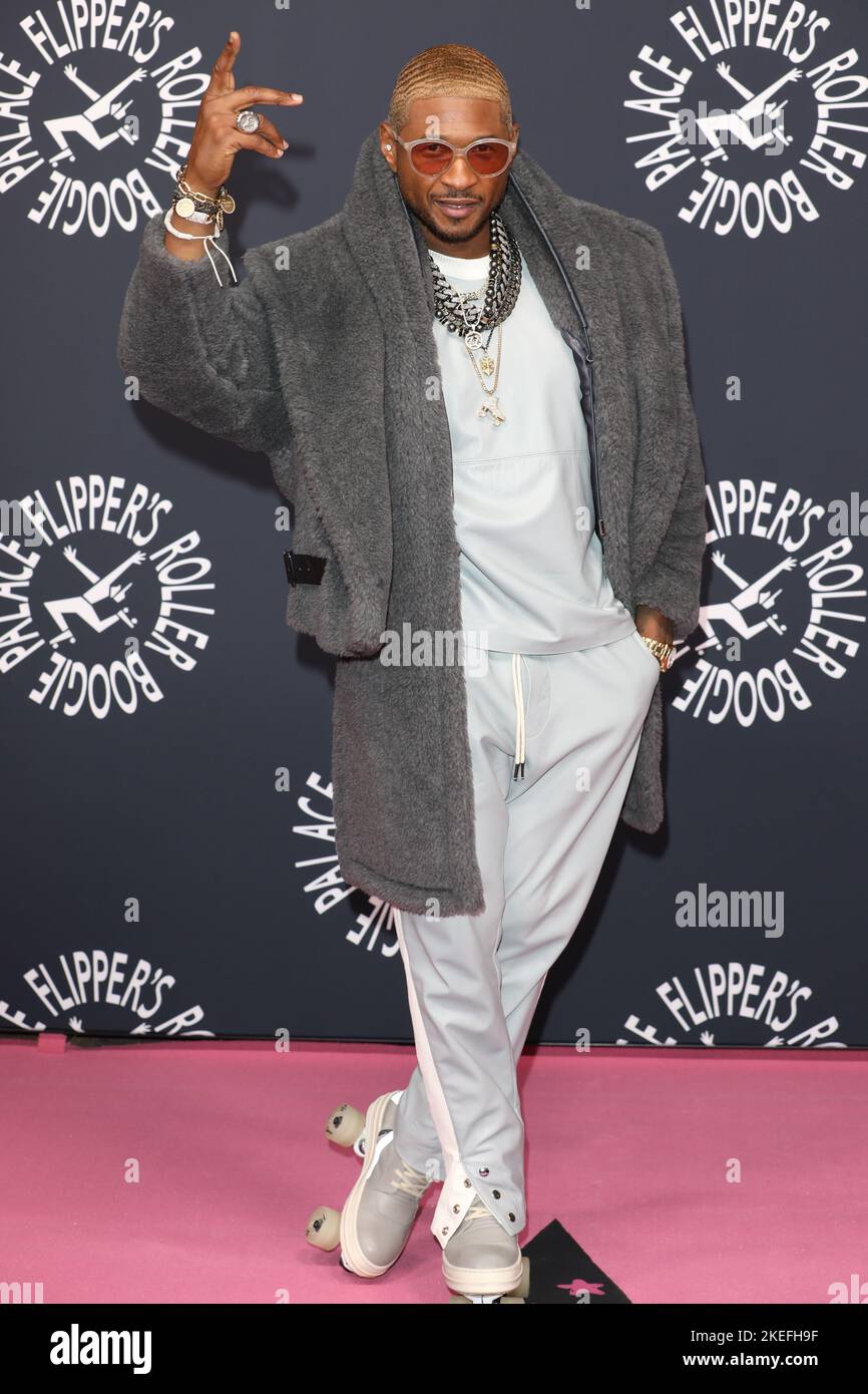 Usher attends the Opening of Flipper's Roller Boogie Palace in London ...