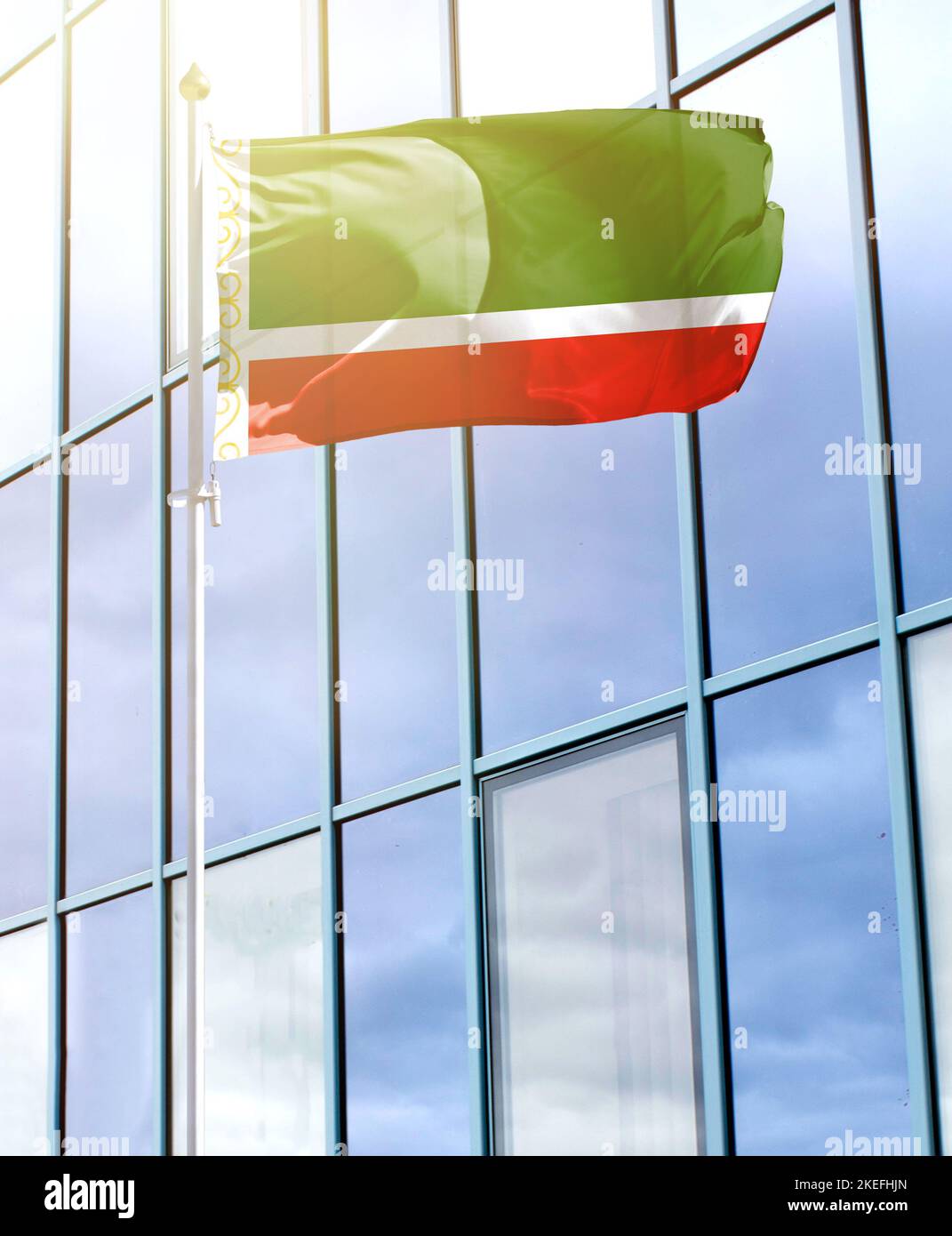 Flag of Chechen Republic on a flagpole Stock Photo - Alamy
