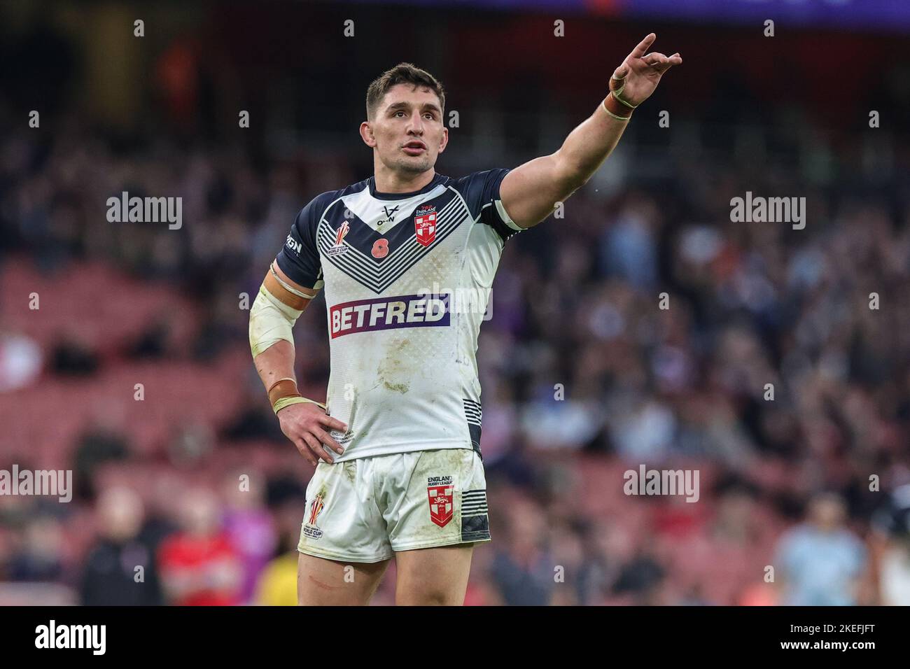 Victor Radley of England gives teams mates instructions during the ...
