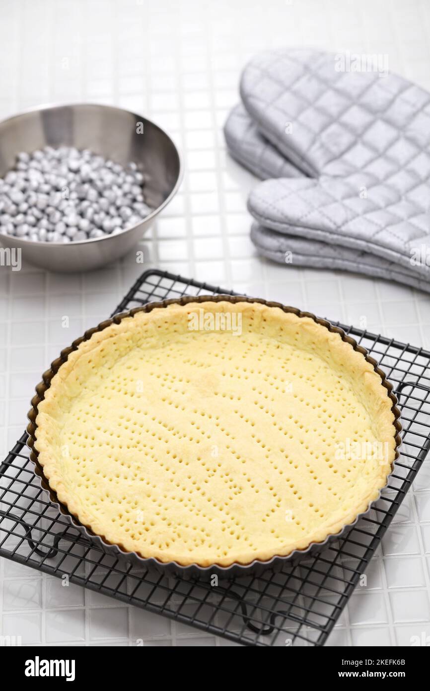 classic banoffee pie recipe; freshly baked pie crust Stock Photo - Alamy