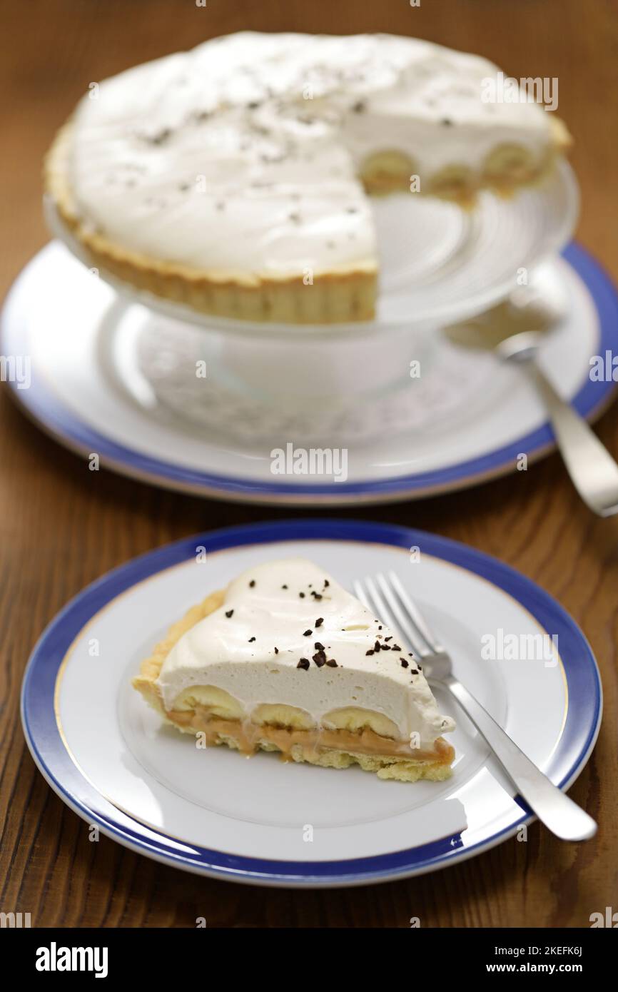 classic banoffee pie recipe; served banoffee pie Stock Photo - Alamy