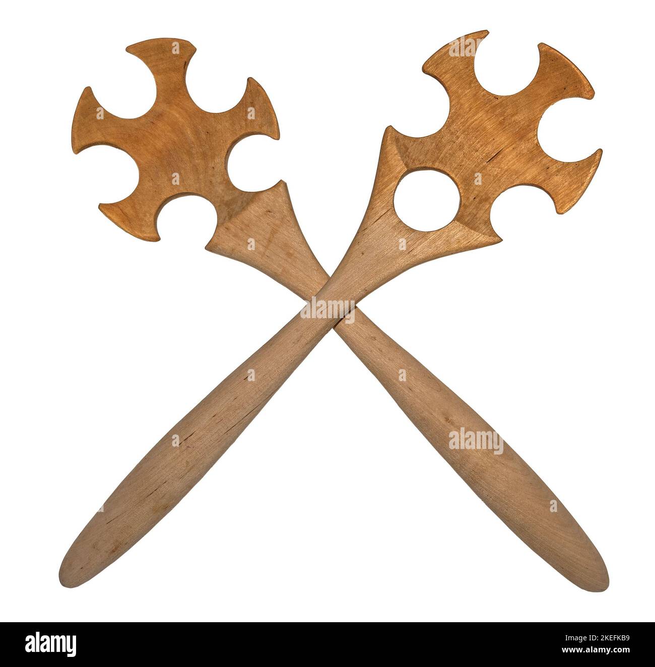 wooden african salad servers isolated against white background Stock ... wooden african salad servers isolated against white background Stock ...