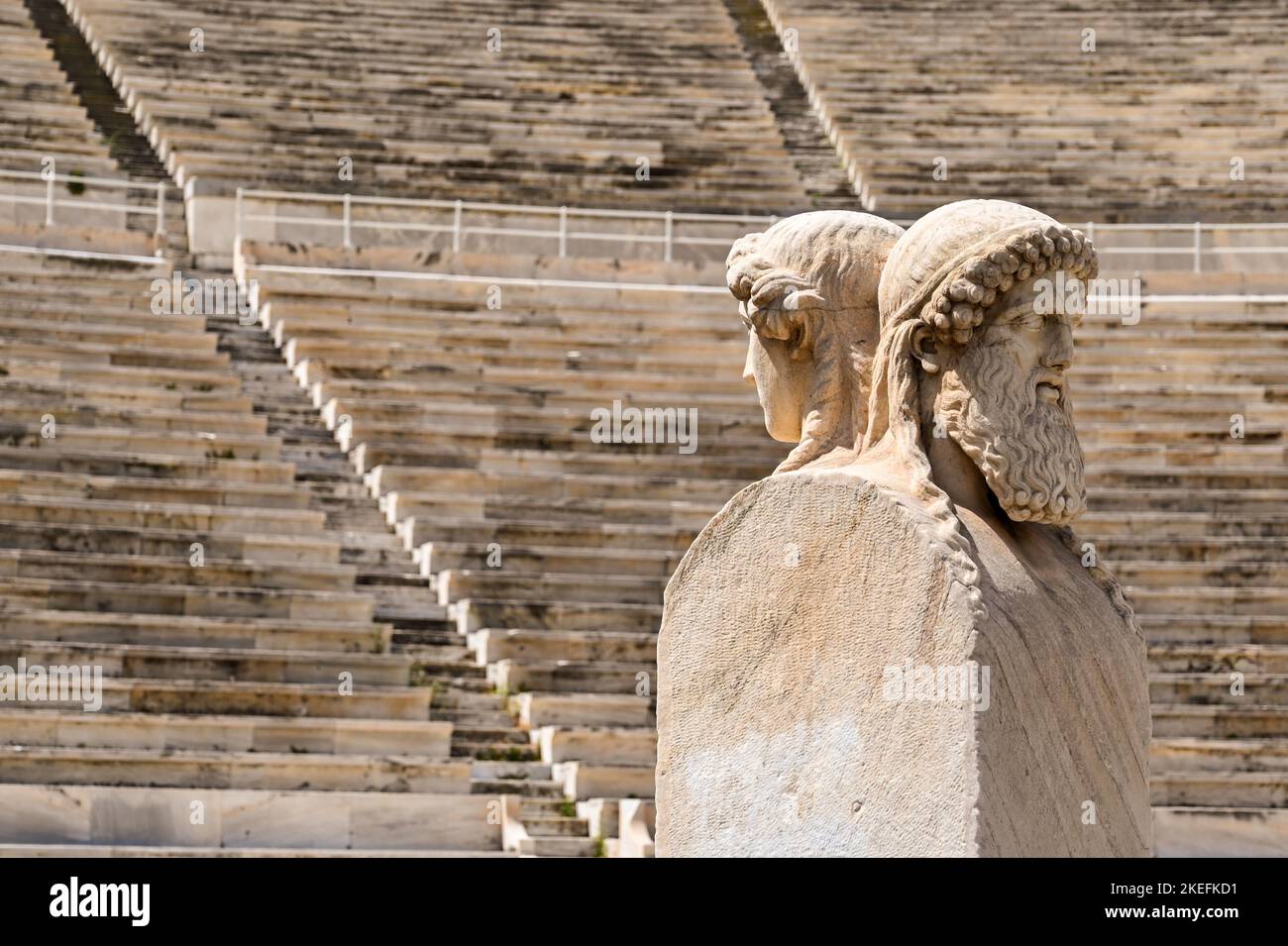 Athens, Greece - May 2022: Ancient statue of heads in the city's ...
