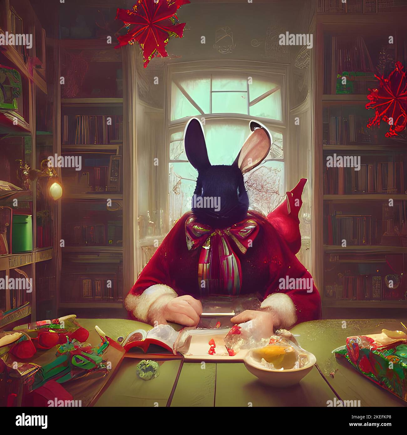 Postcard Happy New Year 2023. Year of the black water rabbit. A ...