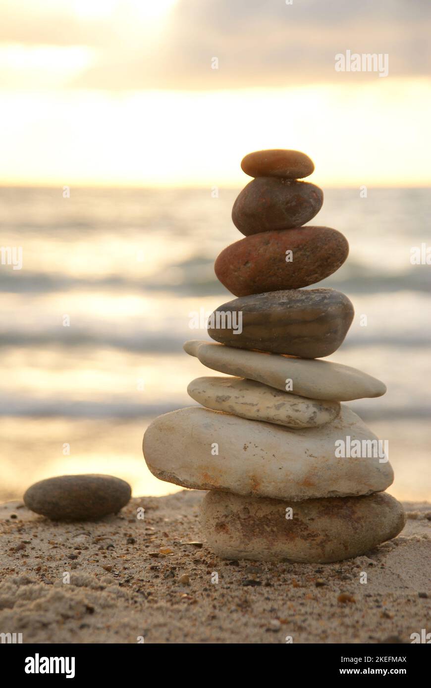 A selective of a pile of stones at the beach Stock Photo - Alamy