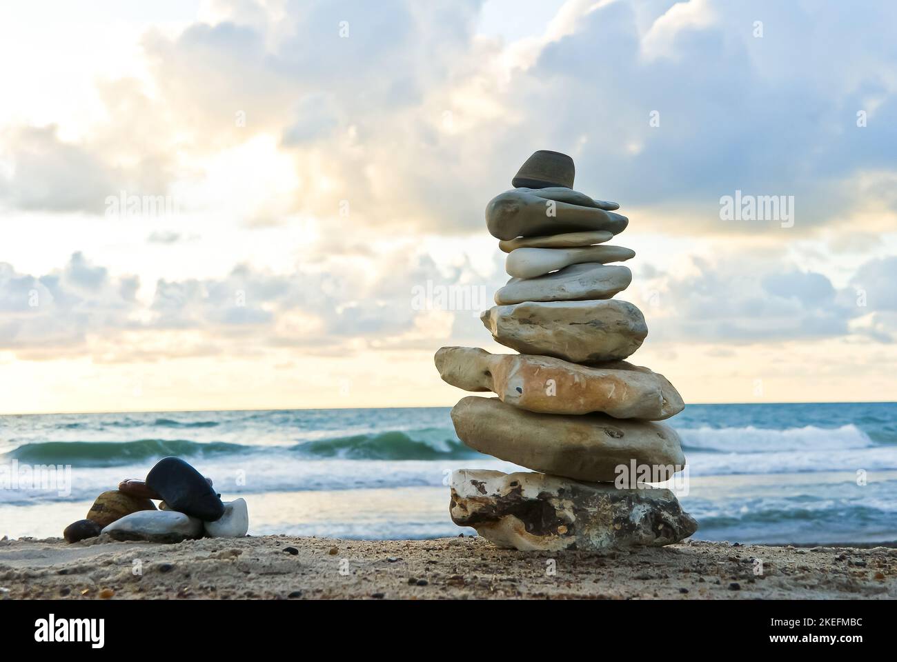A selective of a pile of stones at the beach Stock Photo - Alamy