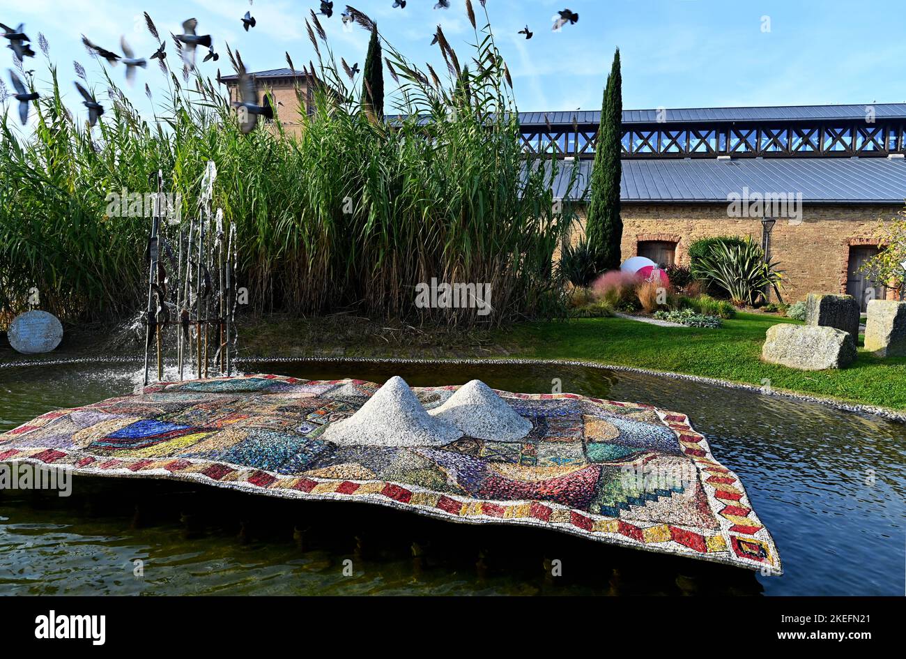 Cervia, Ravenna, Italy. Fountain "The suspended carpet" created in 1997 ...