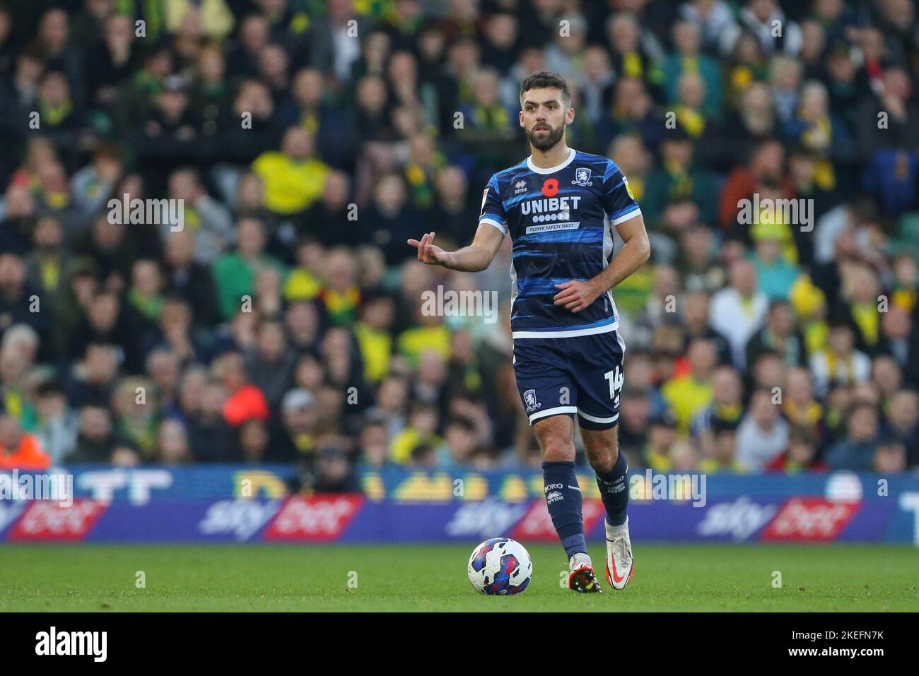 Tommy Smith #14 of Middlesbrough on the ball during the Sky Bet ...