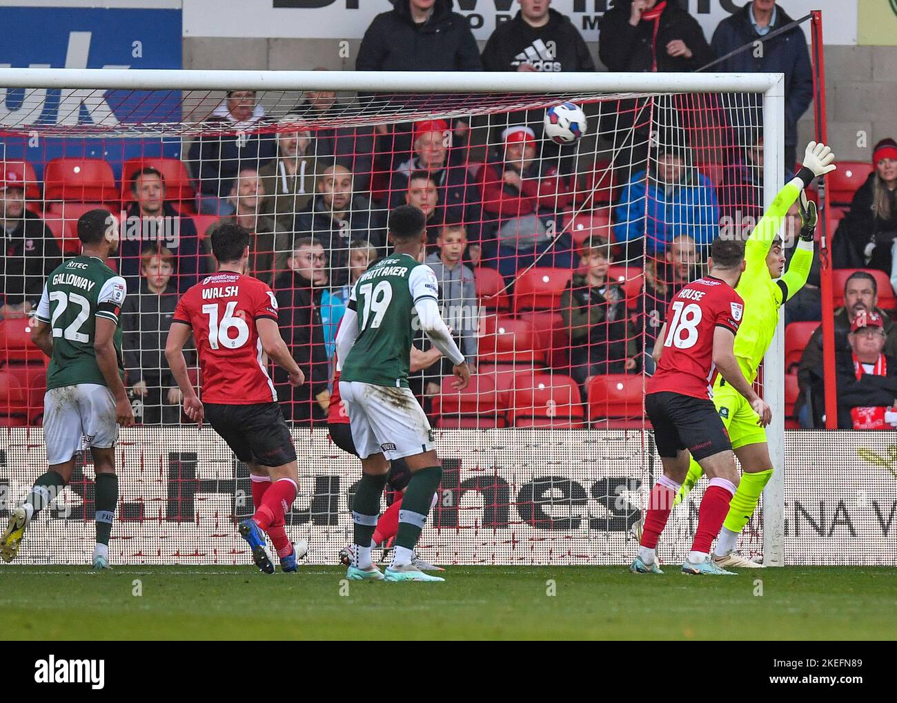 GOAL Plymouth Argyle goalkeeper Michael Cooper (1) can’t stop the ball ...