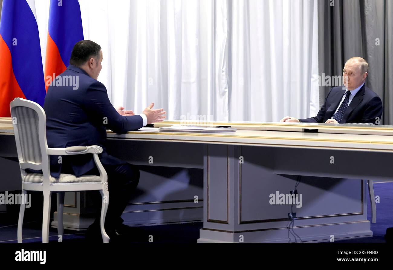 Russian President Vladimir Putin with Tver Region Governor Igor Rudenya ...