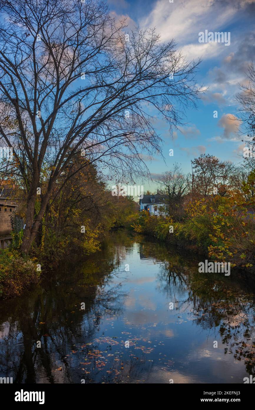 The paths of the Delaware Canal Trail at Lambertville, NJ, are lined ...