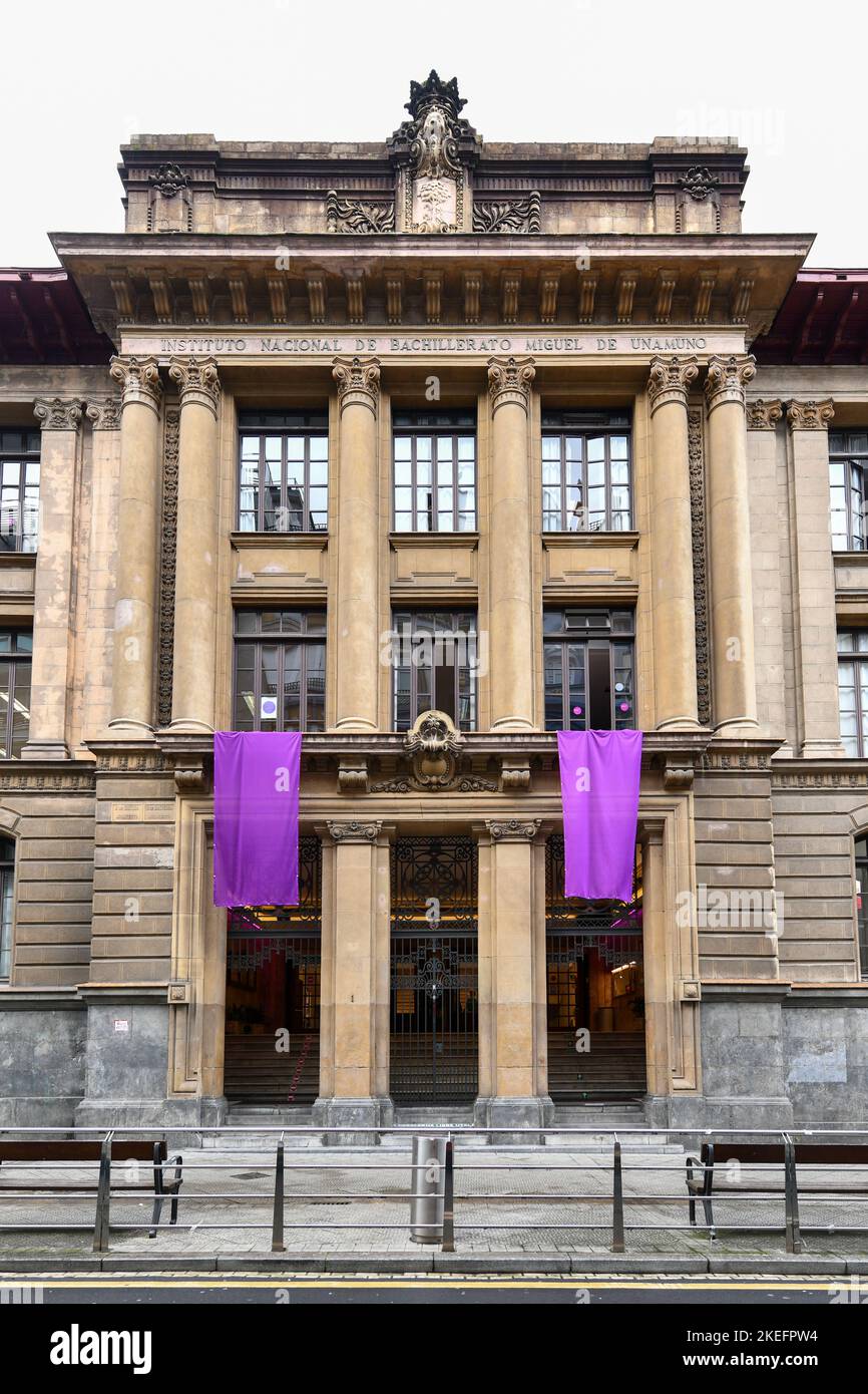Miguel de Unamuno Institute, a high school in Bilbao, Spain Stock Photo ...