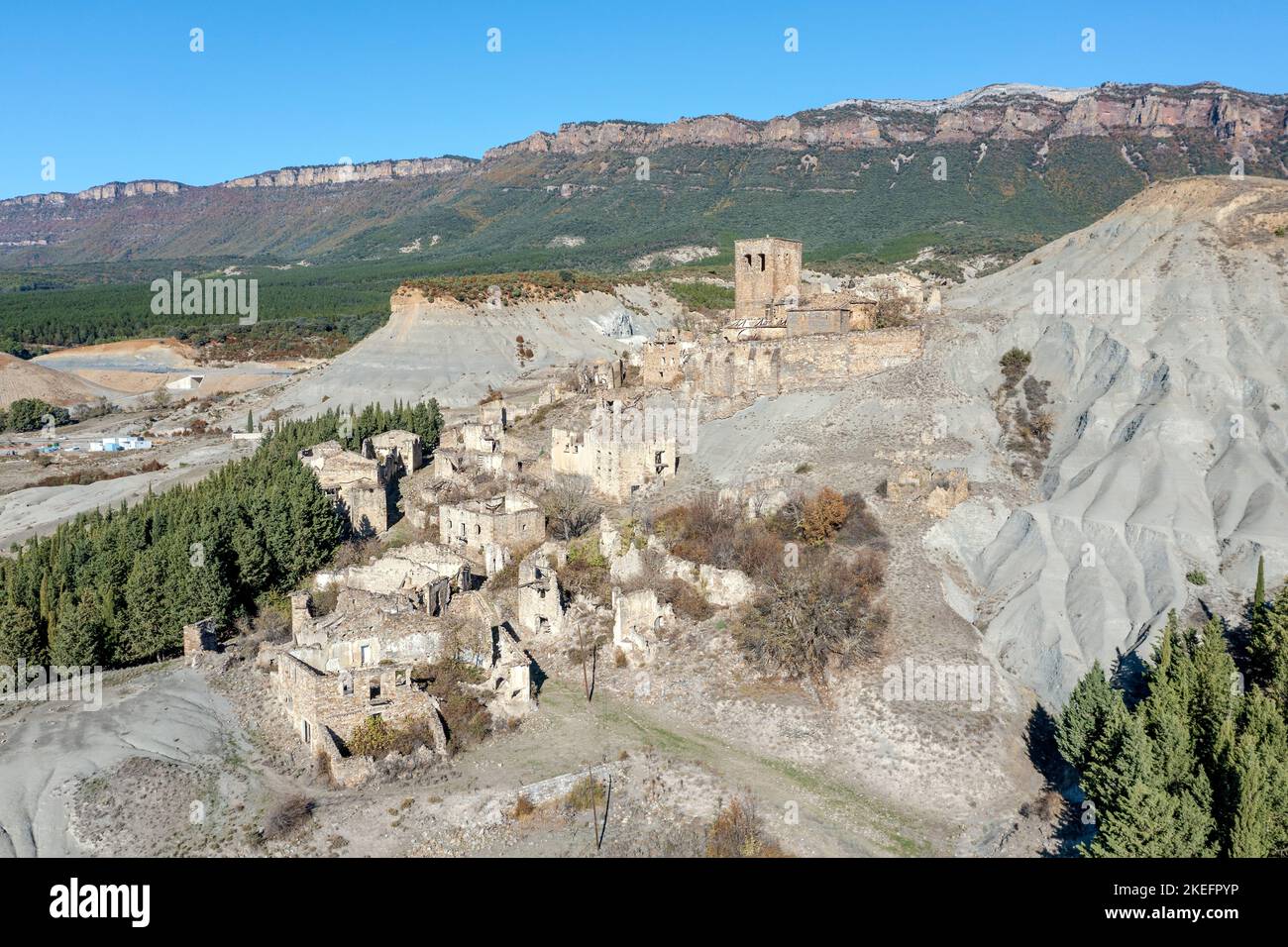The Deserted Village Esco in Aragon, Spain. Esco was once a thriving ...