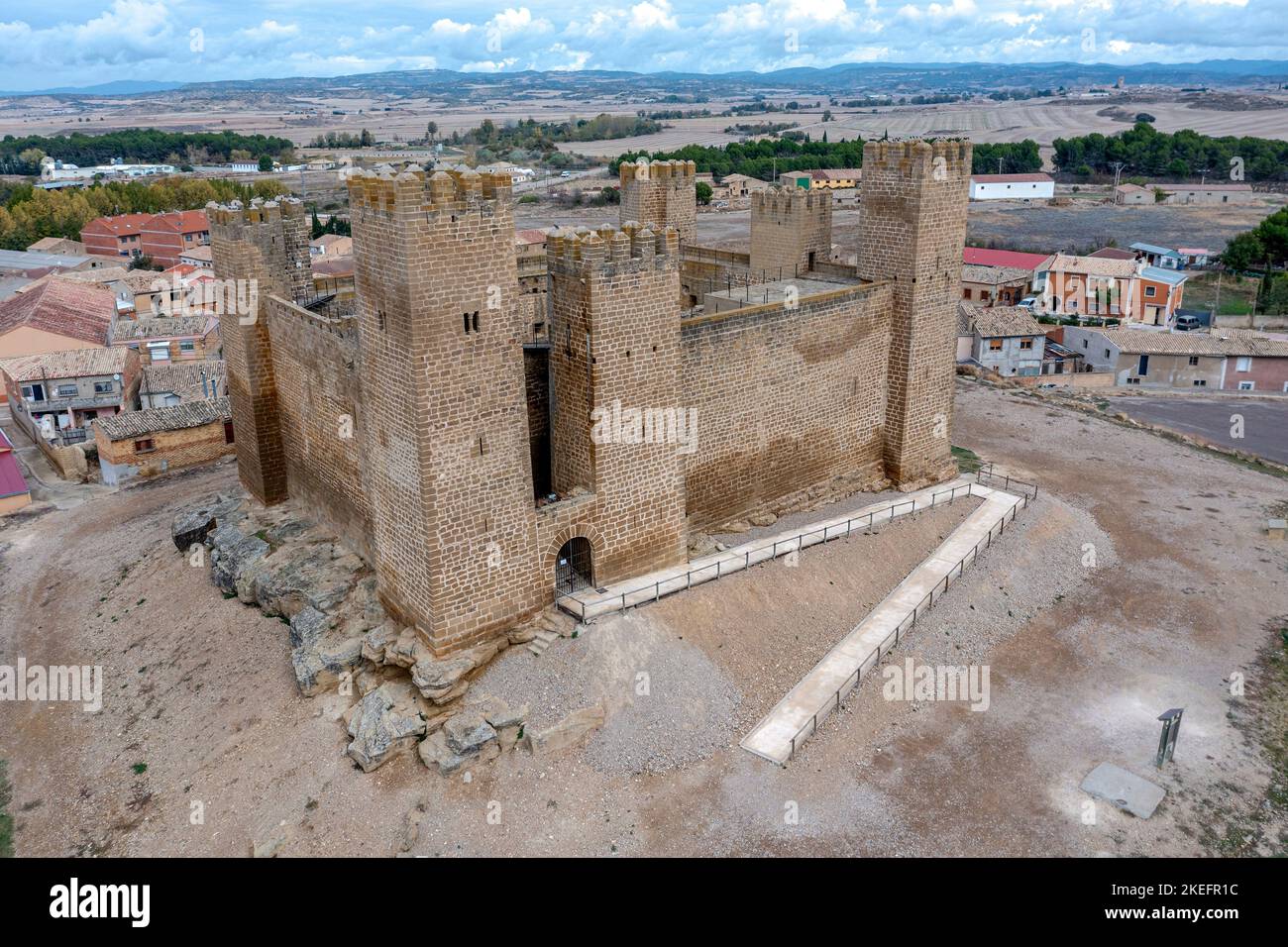 The castle of Sadaba on the rock on top of a small hill, in the region ...