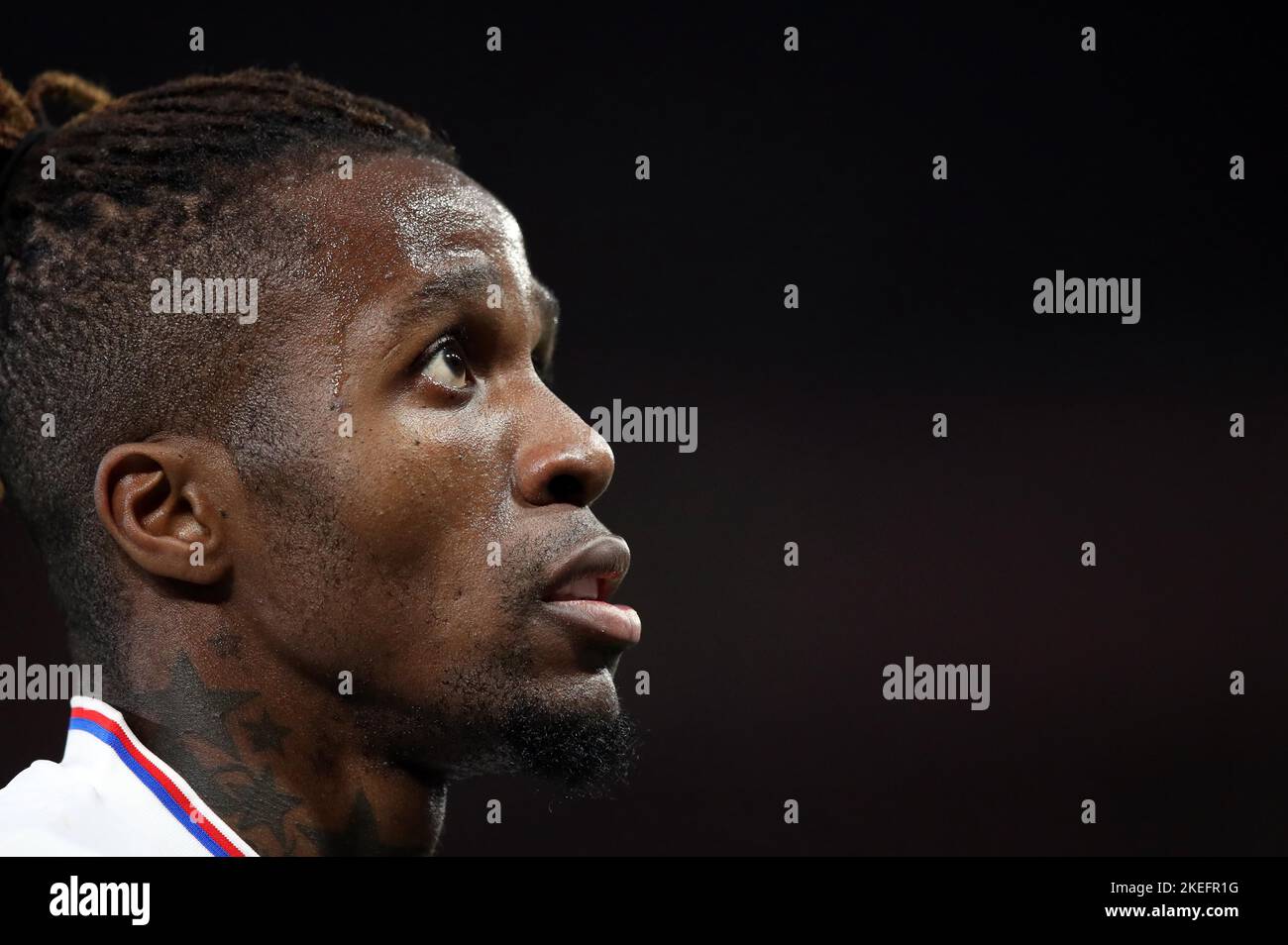 Crystal Palace's Wilfried Zaha stands dejected during the Premier ...