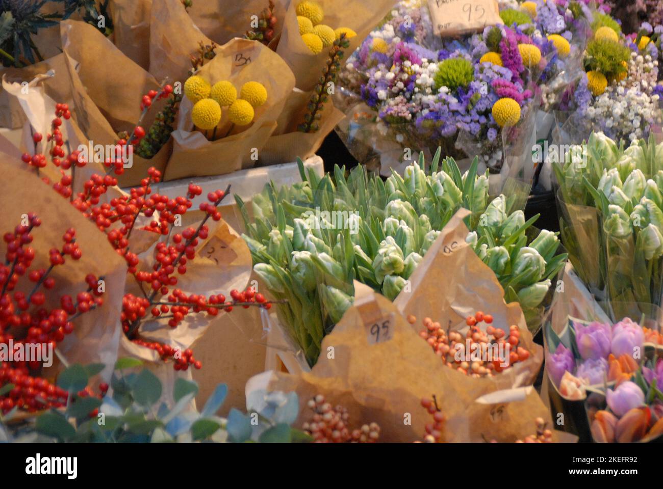 Copenhagen/Denmark/12 November 2022/ Flower bouquets on sale at flower ...