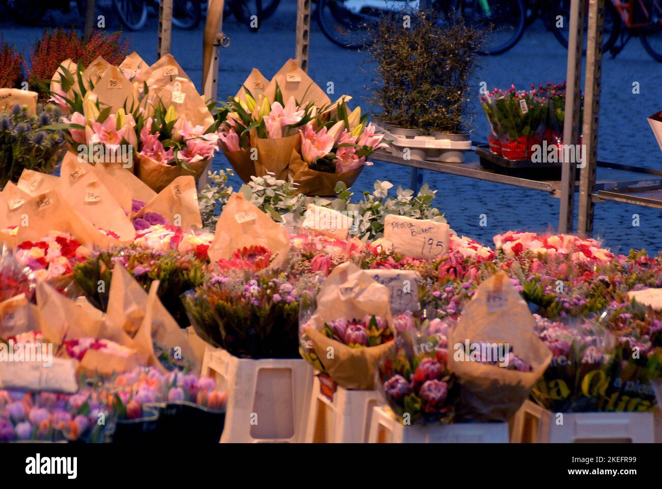 Copenhagen/Denmark/12 November 2022/ Flower bouquets on sale at flower ...