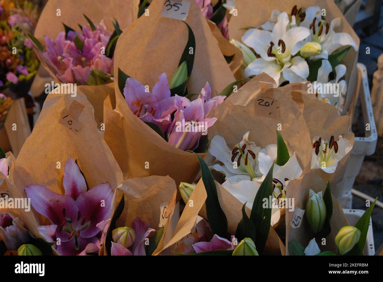 Copenhagen/Denmark/12 November 2022/ Flower bouquets on sale at flower ...