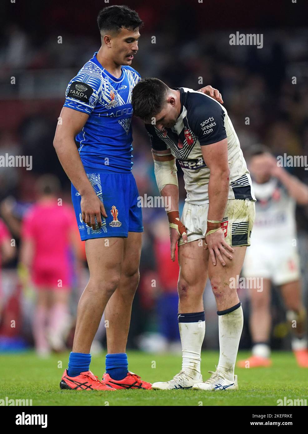 Samoa's Joseph Suaali'i consoles England's Victor Radley after the ...