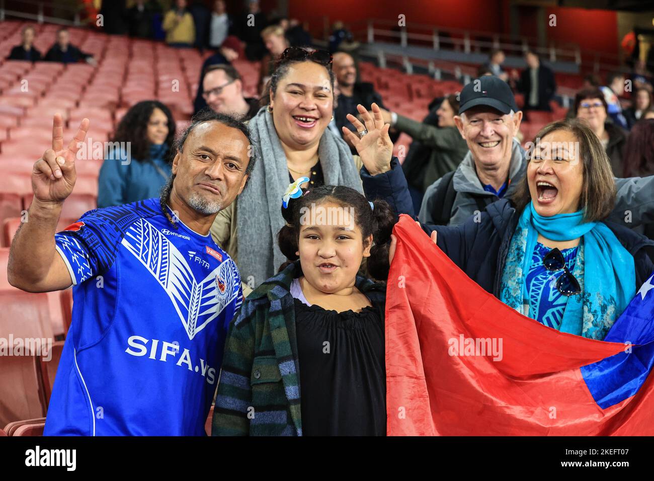 Samoa fans celebrate during the Rugby League World Cup 2021 Semi Final ...