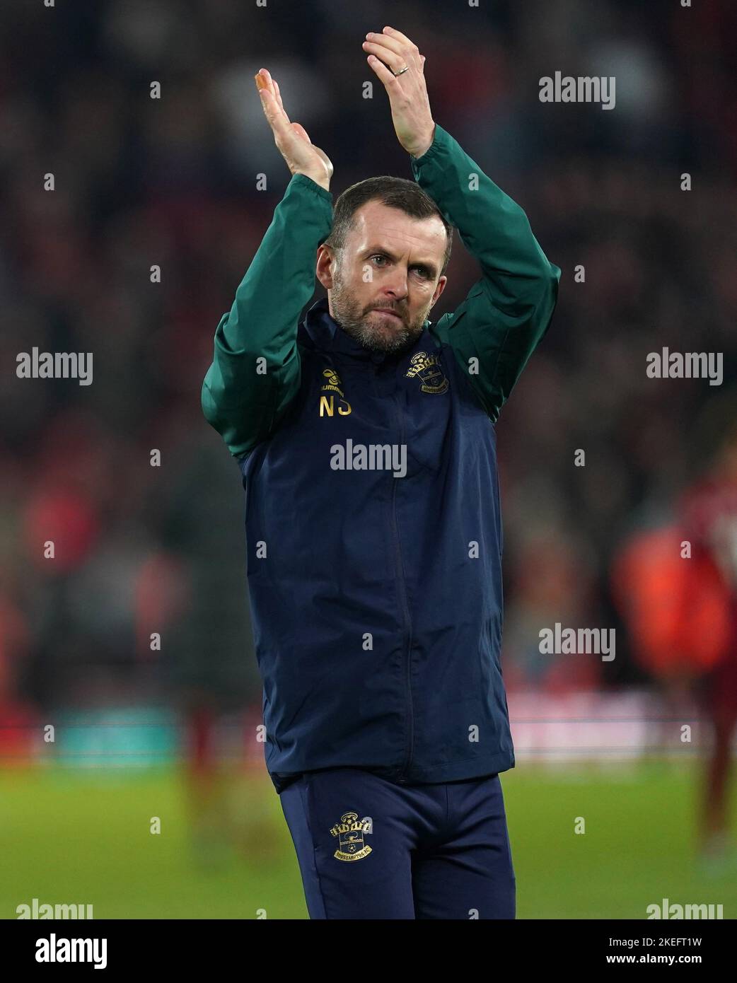 Southampton manager Nathan Jones applauds the fans following the ...