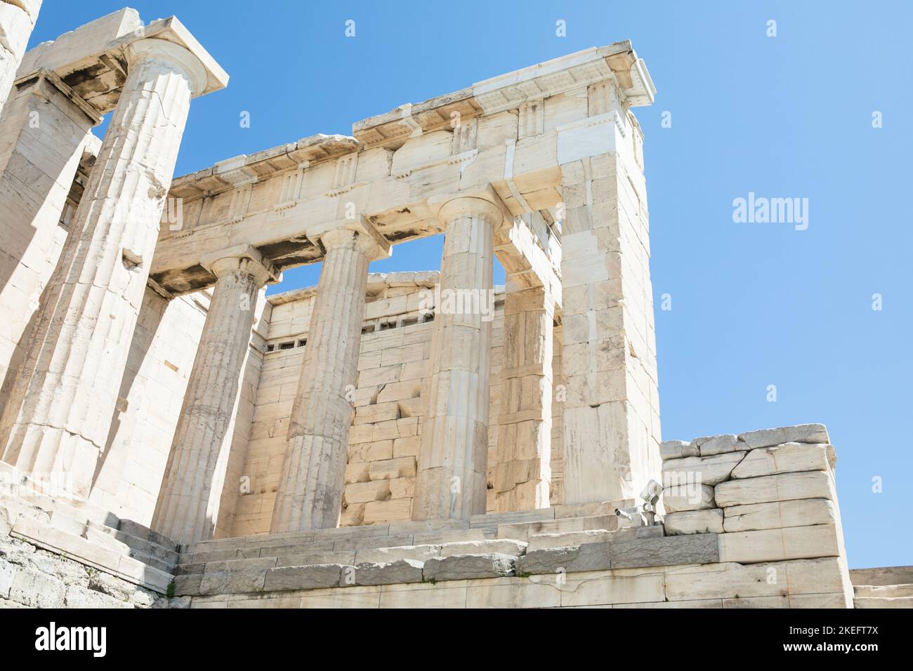 Parthenon temple, old Greek ruins at sunny day in Acropolis of Athens ...