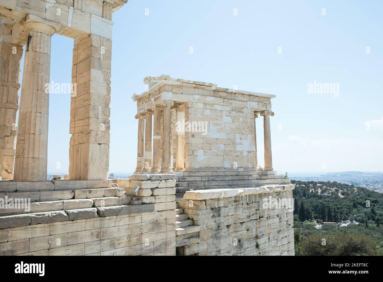Parthenon temple, old Greek ruins at sunny day in Acropolis of Athens ...