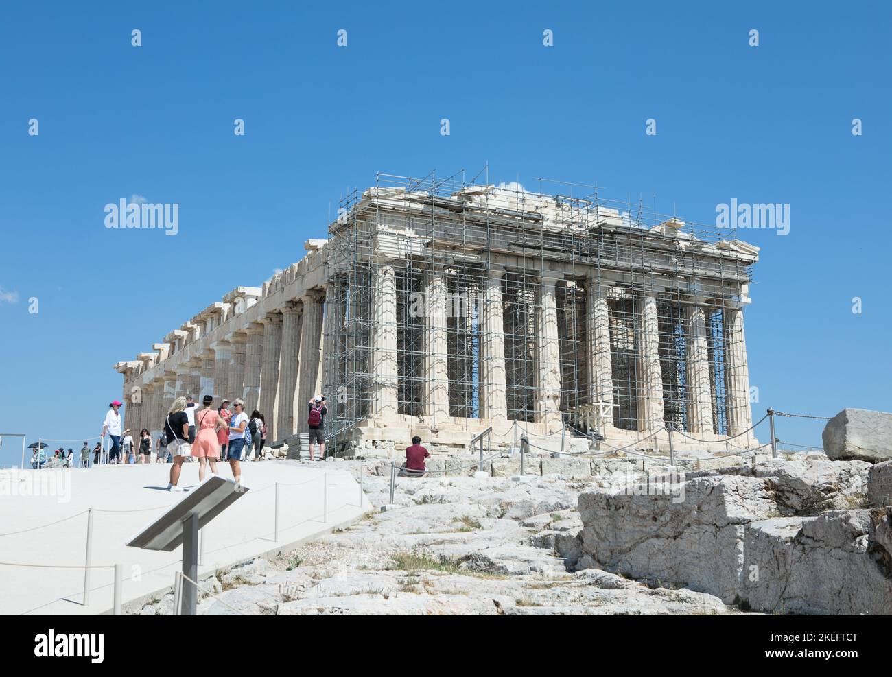 Parthenon temple, old Greek ruins at sunny day in Acropolis of Athens, Greece. Acropolis of ...