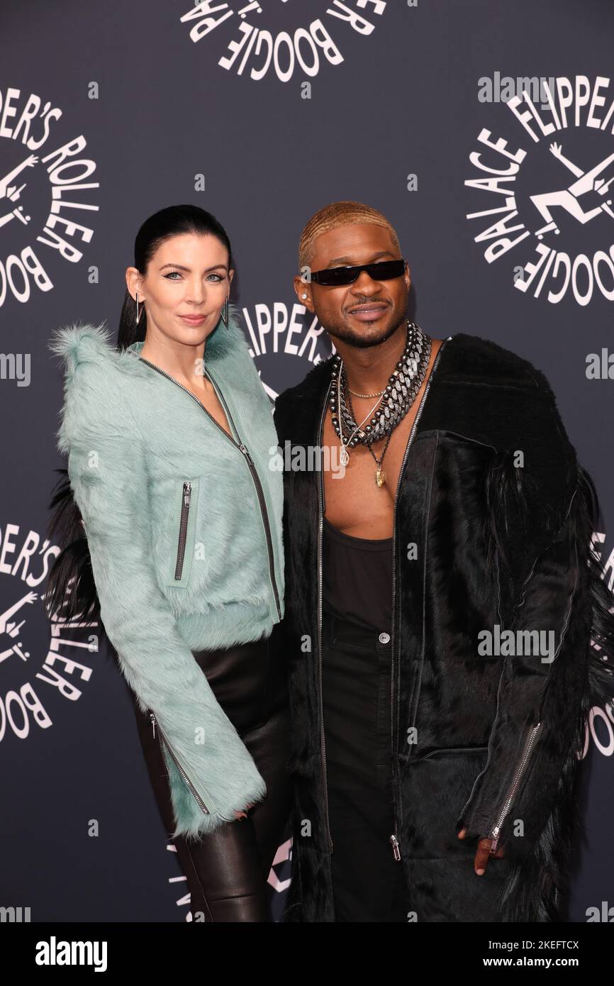 Liberty Ross and Usher attends the Opening of Flipper's Roller Boogie ...